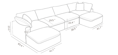 Nubes Cloud Classic 6-Piece Modular Sofa Includes 2 Ottomans ...