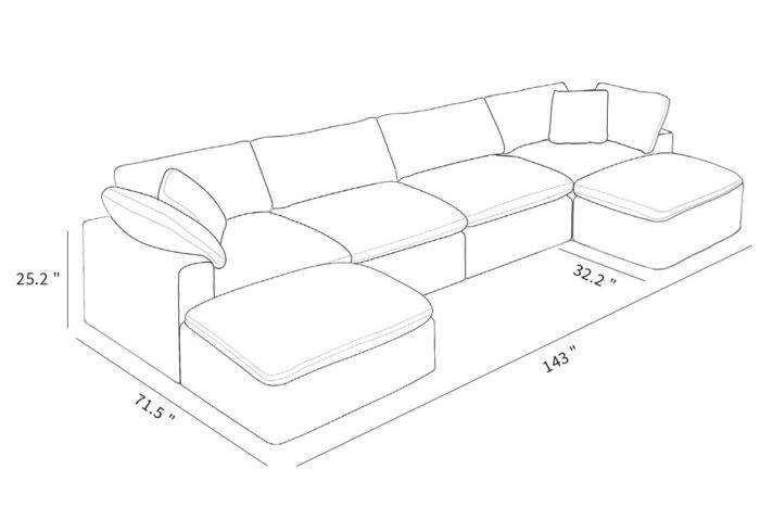 Nubes Cloud Classic 6-Piece Modular Sofa Includes 2 Ottomans ...