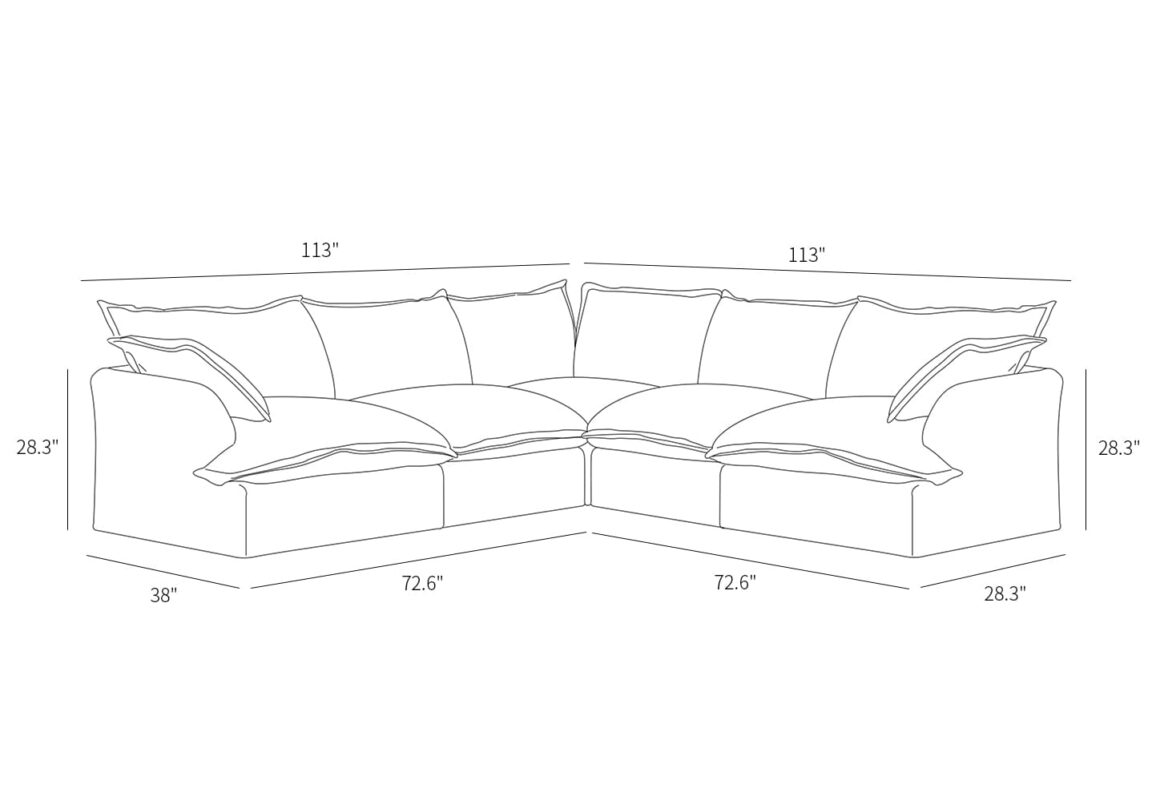 Cozyee Sofa Sectional V Shape 5 Pieces Closed Modular - Intuition Decor