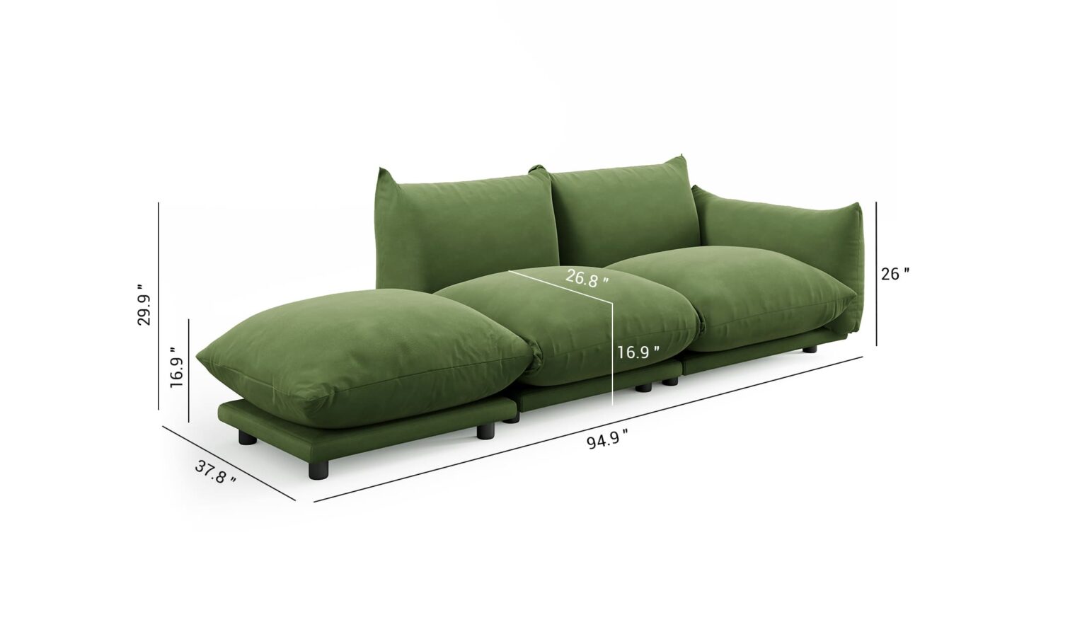 Bellus Upholstery Modular Sofa Open End - Intuition Decor